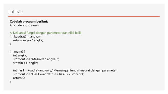 MAteri:Penggunaan fungsi pada pemrograman c++ | PPT