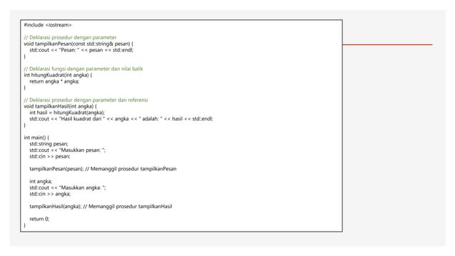 MAteri:Penggunaan fungsi pada pemrograman c++ | PPT