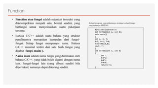 MAteri:Penggunaan fungsi pada pemrograman c++ | PPT