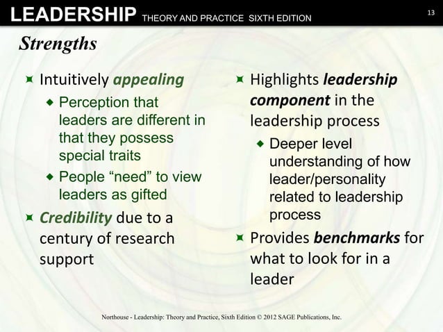 Trait Approach - Leadership theory and practice | PPT