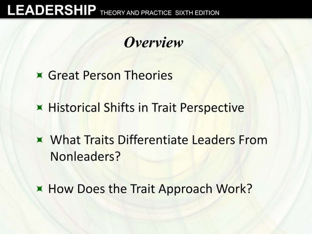 Trait Approach - Leadership theory and practice | PPT