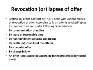 Chapter 2. Revocation or lapses of offer | PPTX