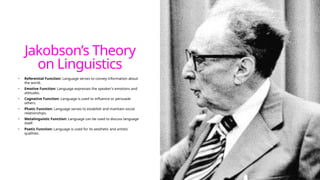 Roman Jakobson and Structrualism Roman Jakobson and Structrualism | PPTX