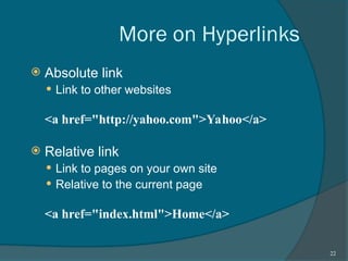 chapter- 2 Basics of web design forcusing on html basics | PPT