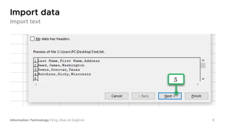 Information Technology - Excel Data Analysis | PPT
