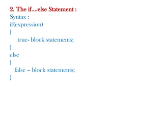 Chapter2. control structure in programming with c | PPTX