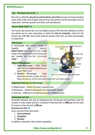 Class 9 Science Chapter 2 Notes : Cell The Building Block of Life | PDF