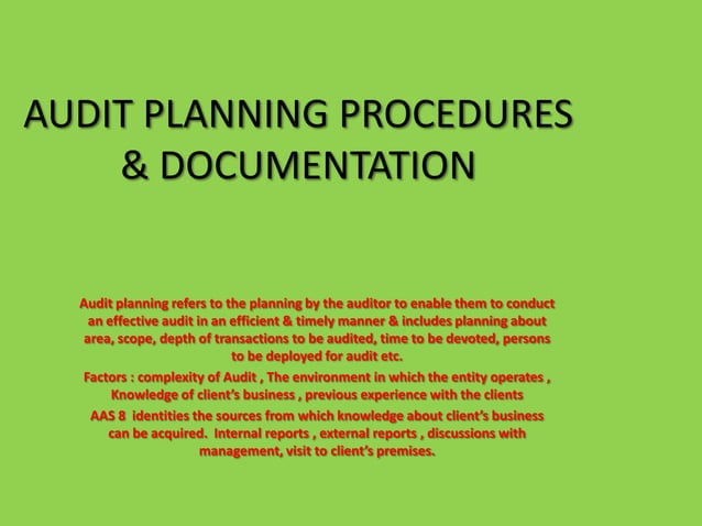 Chapter 2. audit planning procedures & documentation | PPTX | Business and Finance