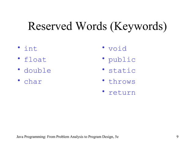 Chapter 2 - Basic Elements of Java | PPT