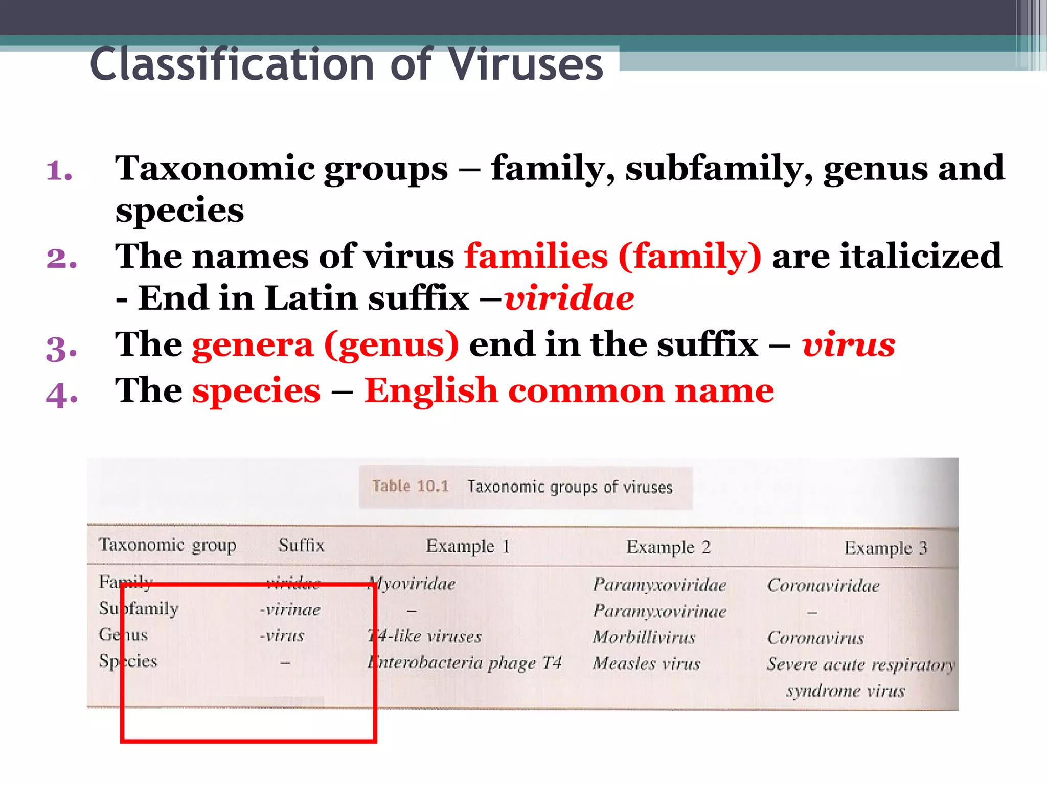 Chapter 2 classification of virus | PPT