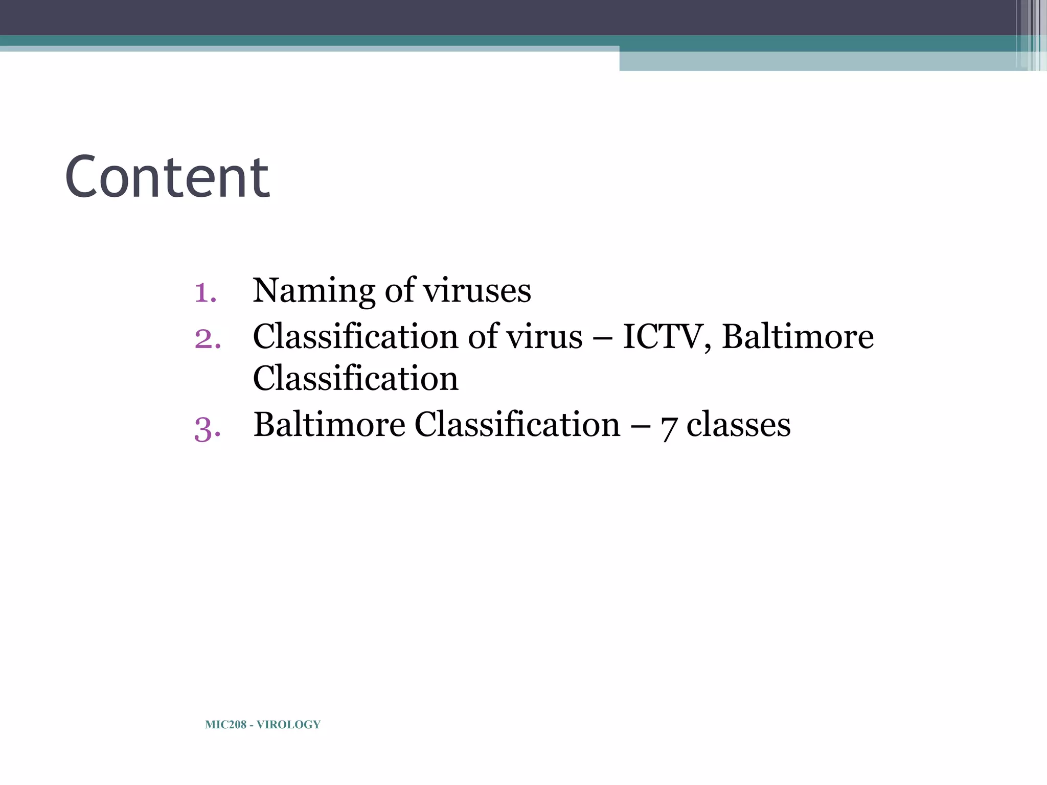 Chapter 2 classification of virus | PPT