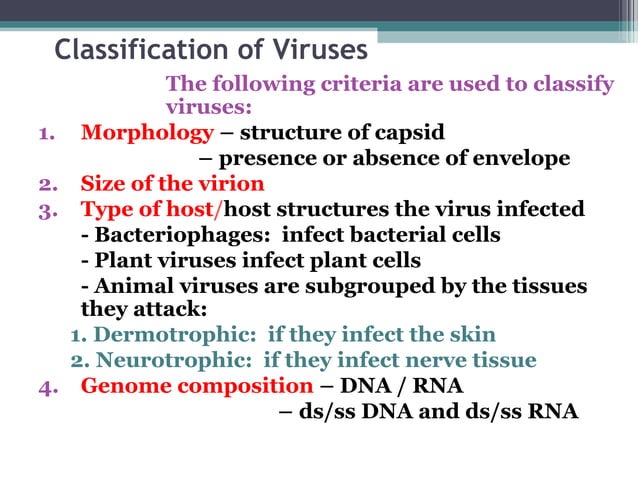Chapter 2 classification of virus | PPT | Biological Sciences | Science