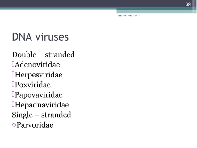 Chapter 2 classification of virus | PPT | Biological Sciences | Science