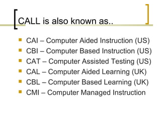 Chapter 1 Concept of CALL | PPT
