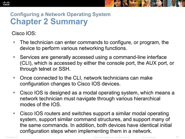 Chapter 2 : Configuring a network operating system | PPTX