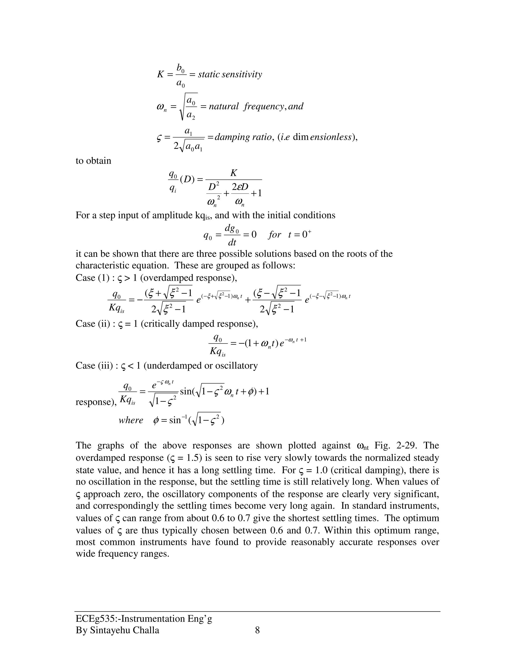 Chapter 2 dynamic characteristics of instruments | PDF