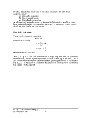 Chapter 2 dynamic characteristics of instruments | PDF