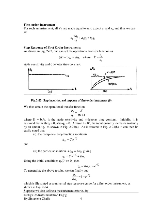Chapter 2 dynamic characteristics of instruments | PDF