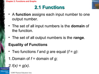 Chapter 2 - Functions and Graphs | PPT