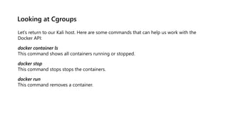 Hacking Containers - Looking at Cgroups | PPT