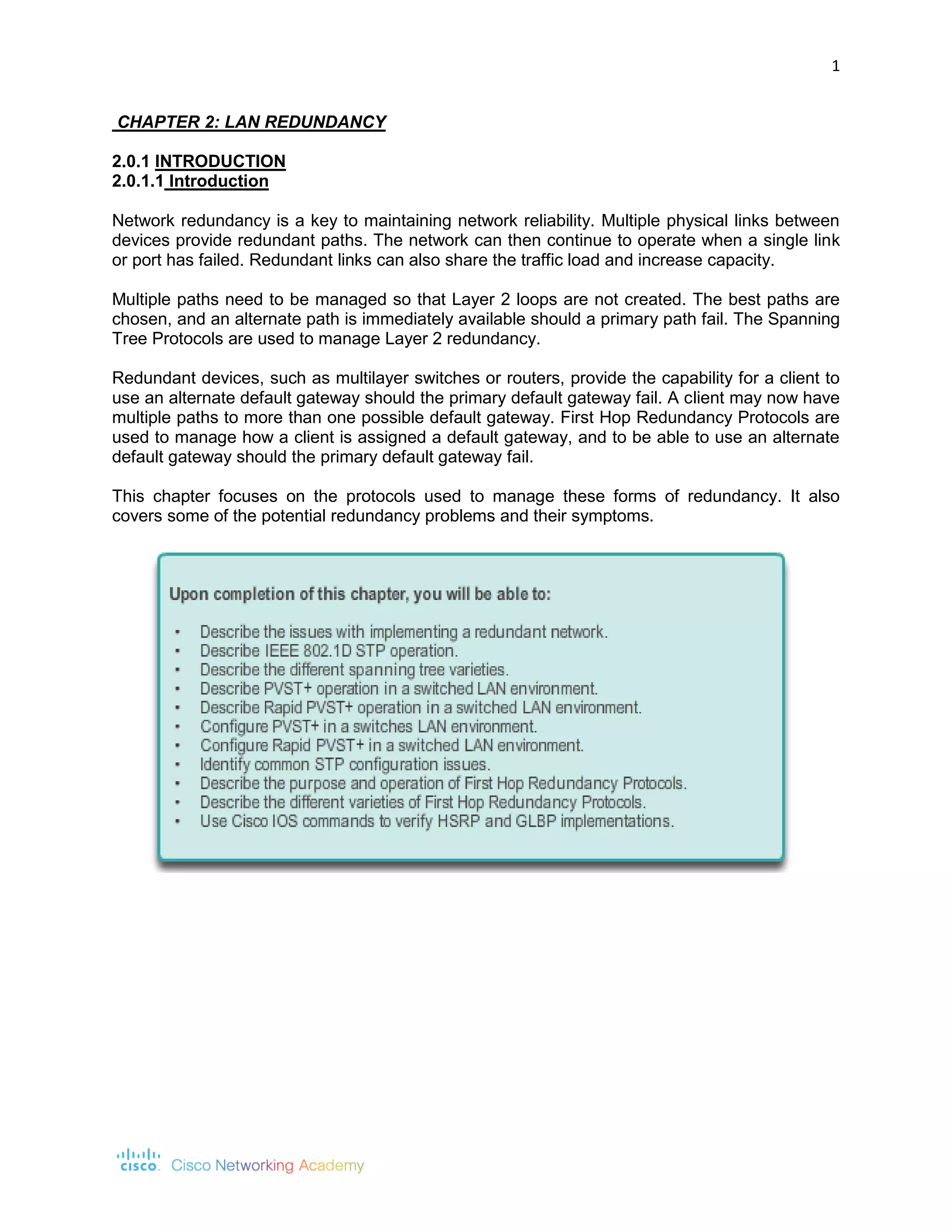 Chapter 2 LAN redundancy | PDF