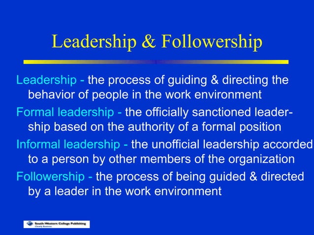 Chapter 2- Leadership and Followers.ppt | Executive Leadership ...