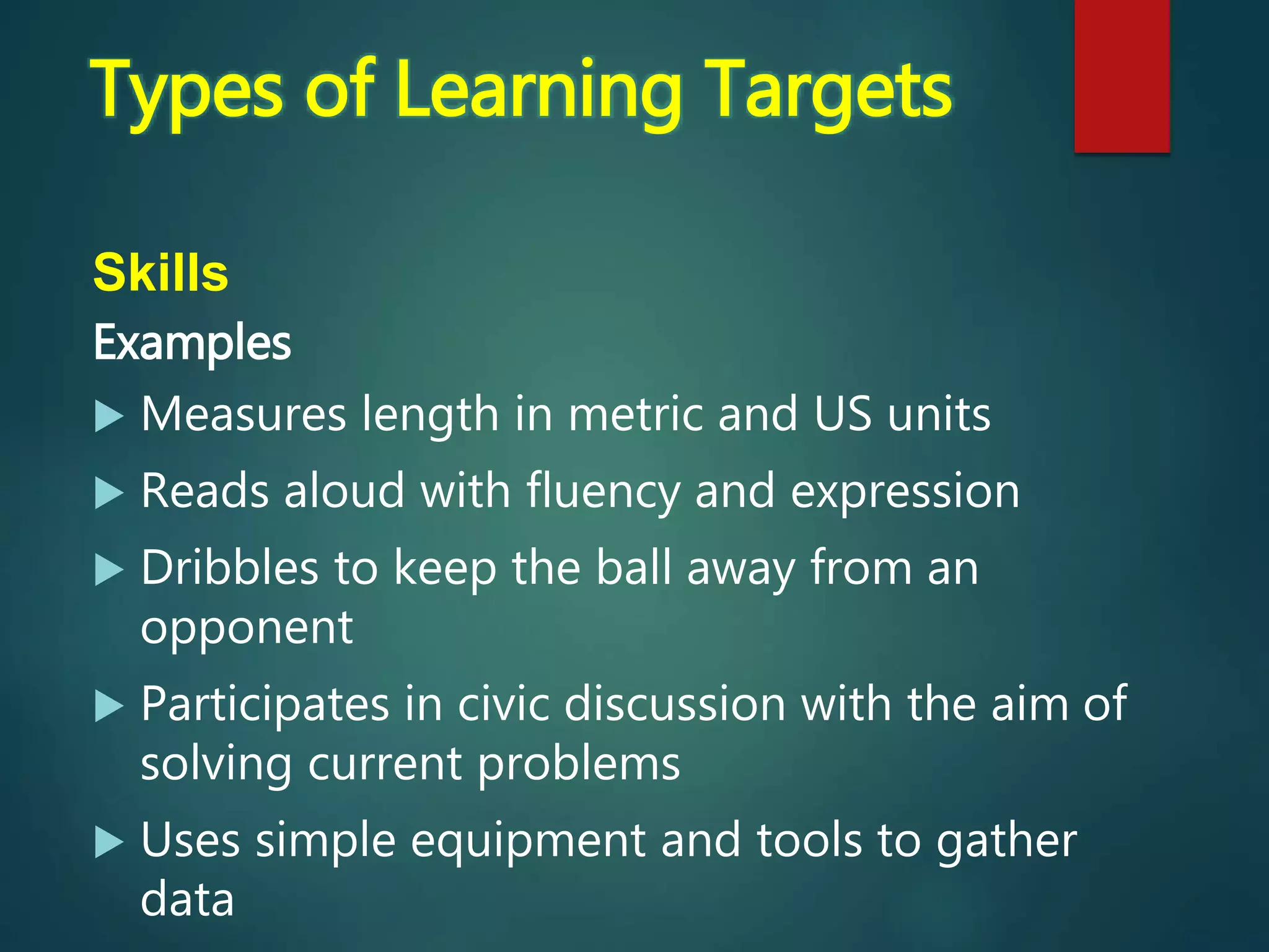Chapter 2 Learning Targets | PPTX