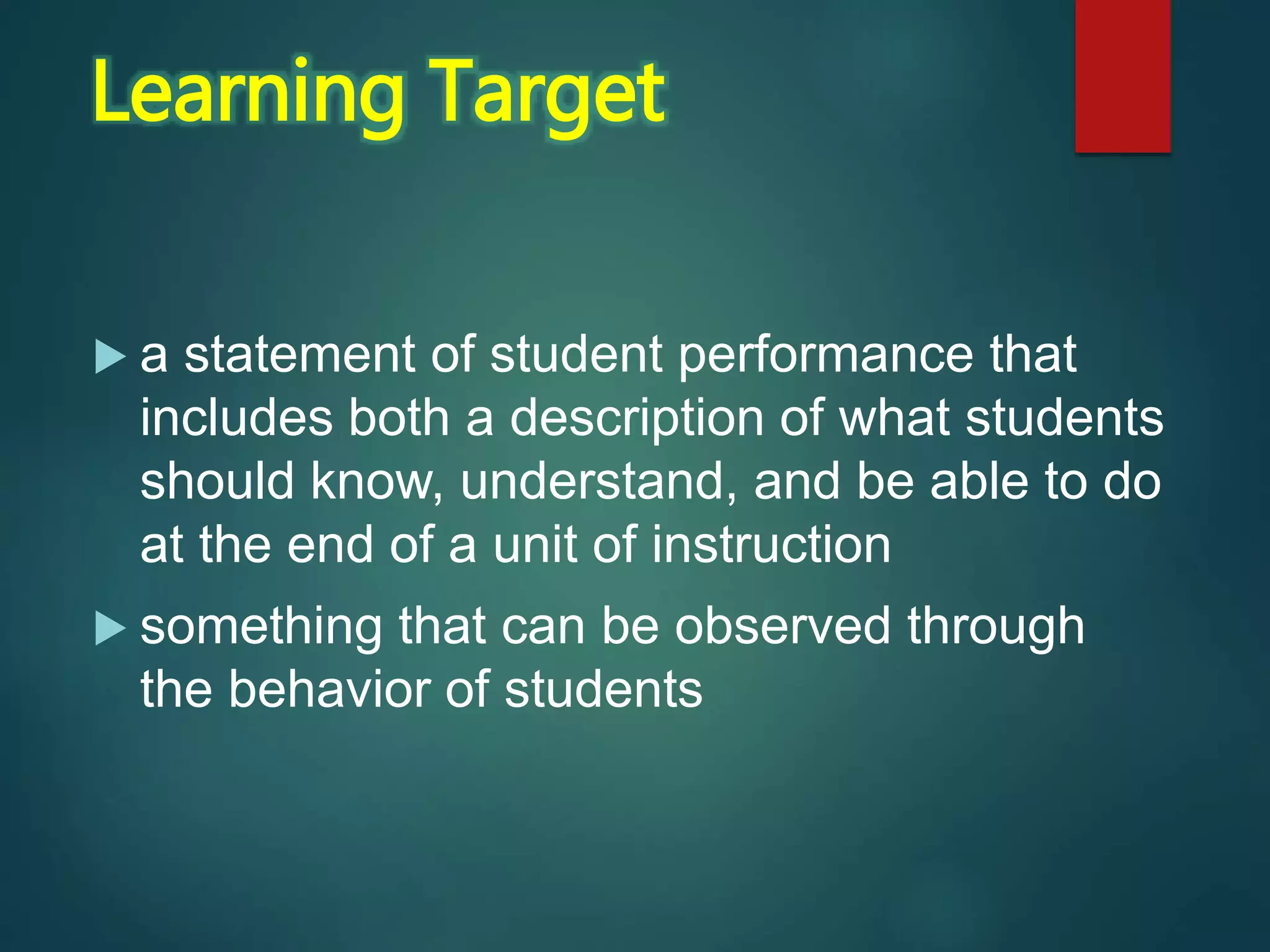 Chapter 2 Learning Targets | PPTX