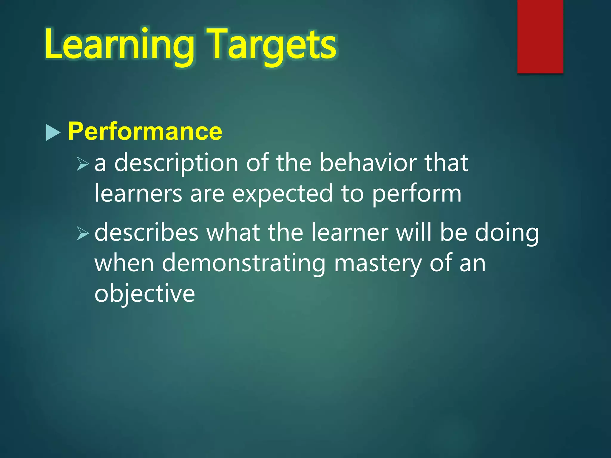 Chapter 2 Learning Targets Pptx