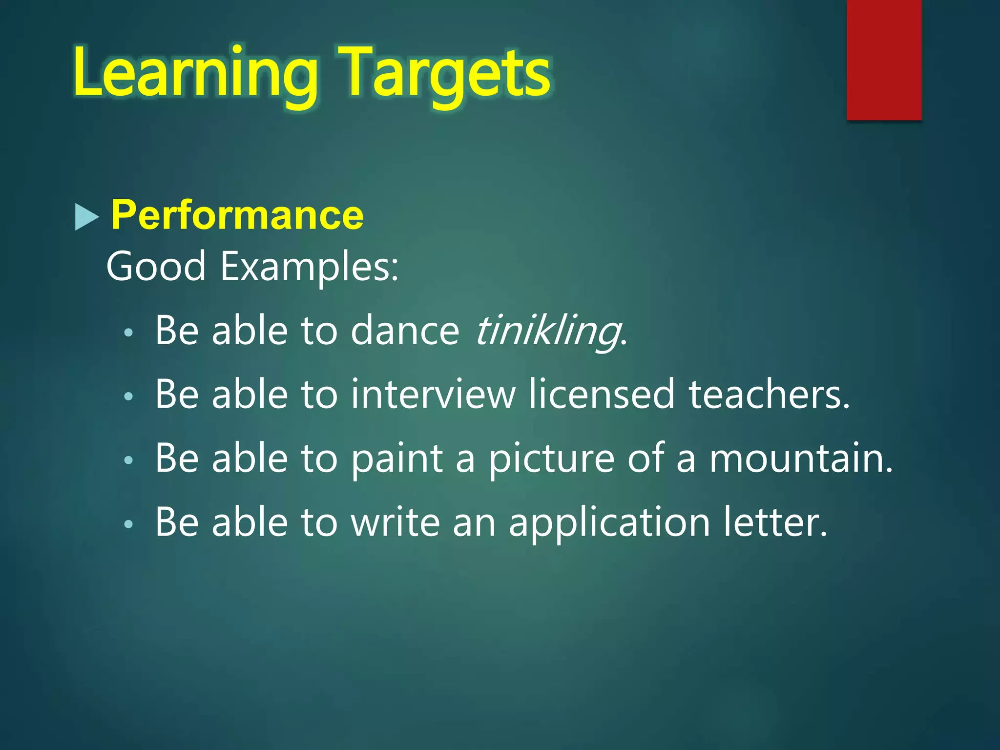 Chapter 2 Learning Targets | PPTX