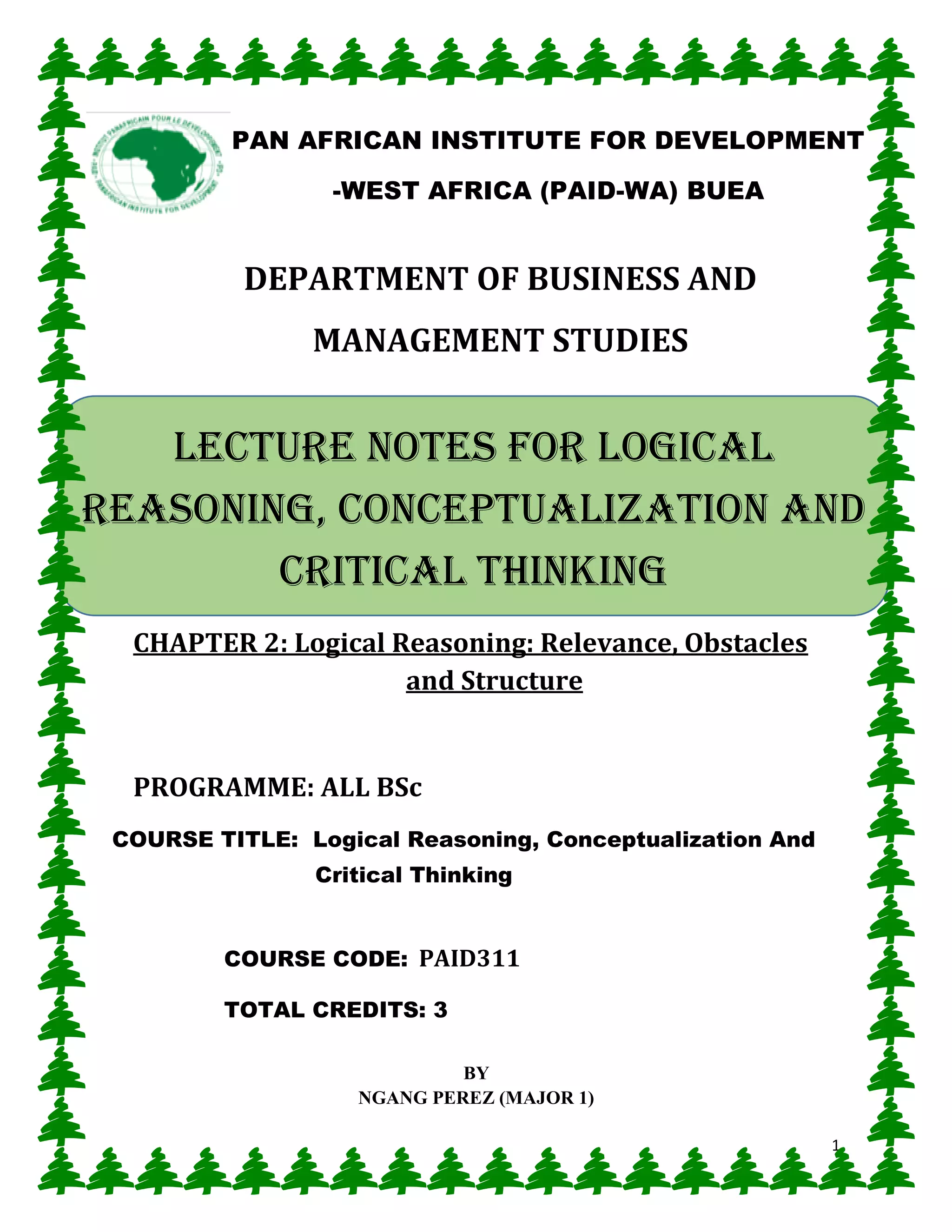 Logical Reasoning: relevance, obstacles and structure | PDF