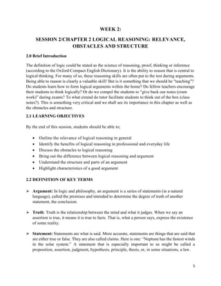 Logical Reasoning: relevance, obstacles and structure | PDF