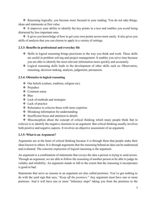 Logical Reasoning: relevance, obstacles and structure | PDF