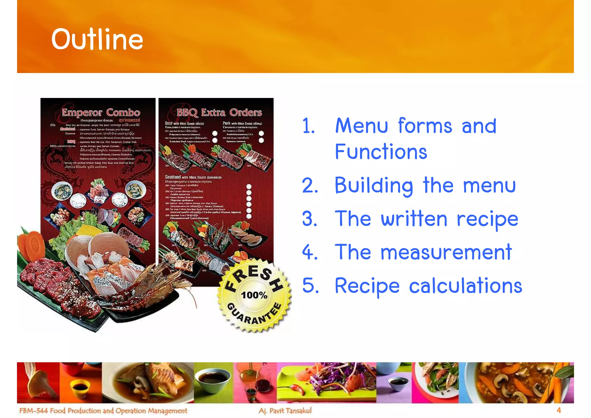 Chapter 2 Menus, Recipes and Calculation | PDF