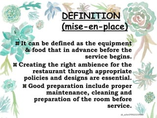 Chapter 2 mise-en-place(1) | PPT