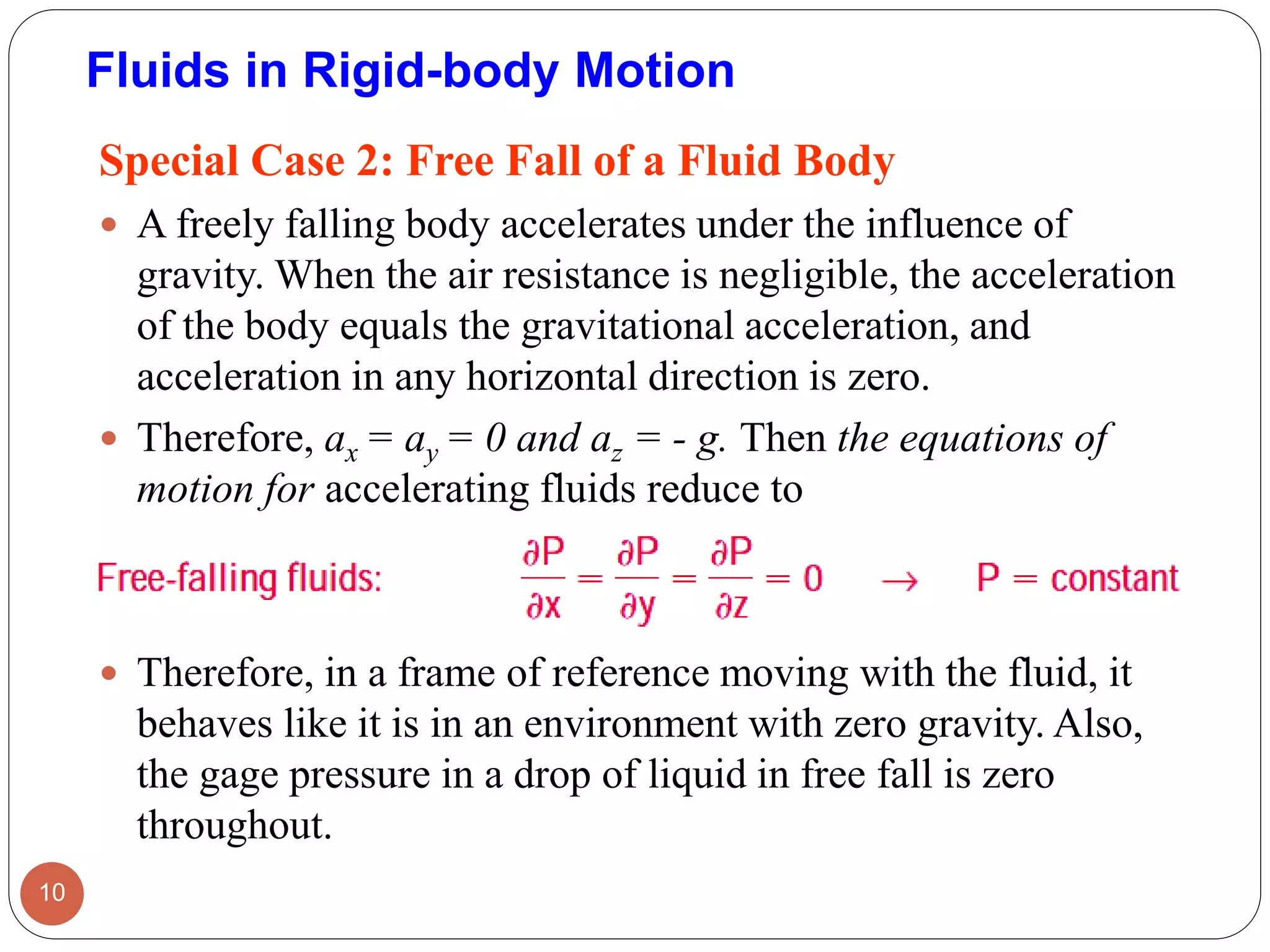 Fluid Mechanics Chapter 2 Part II. Fluids in rigid-body motion | PDF