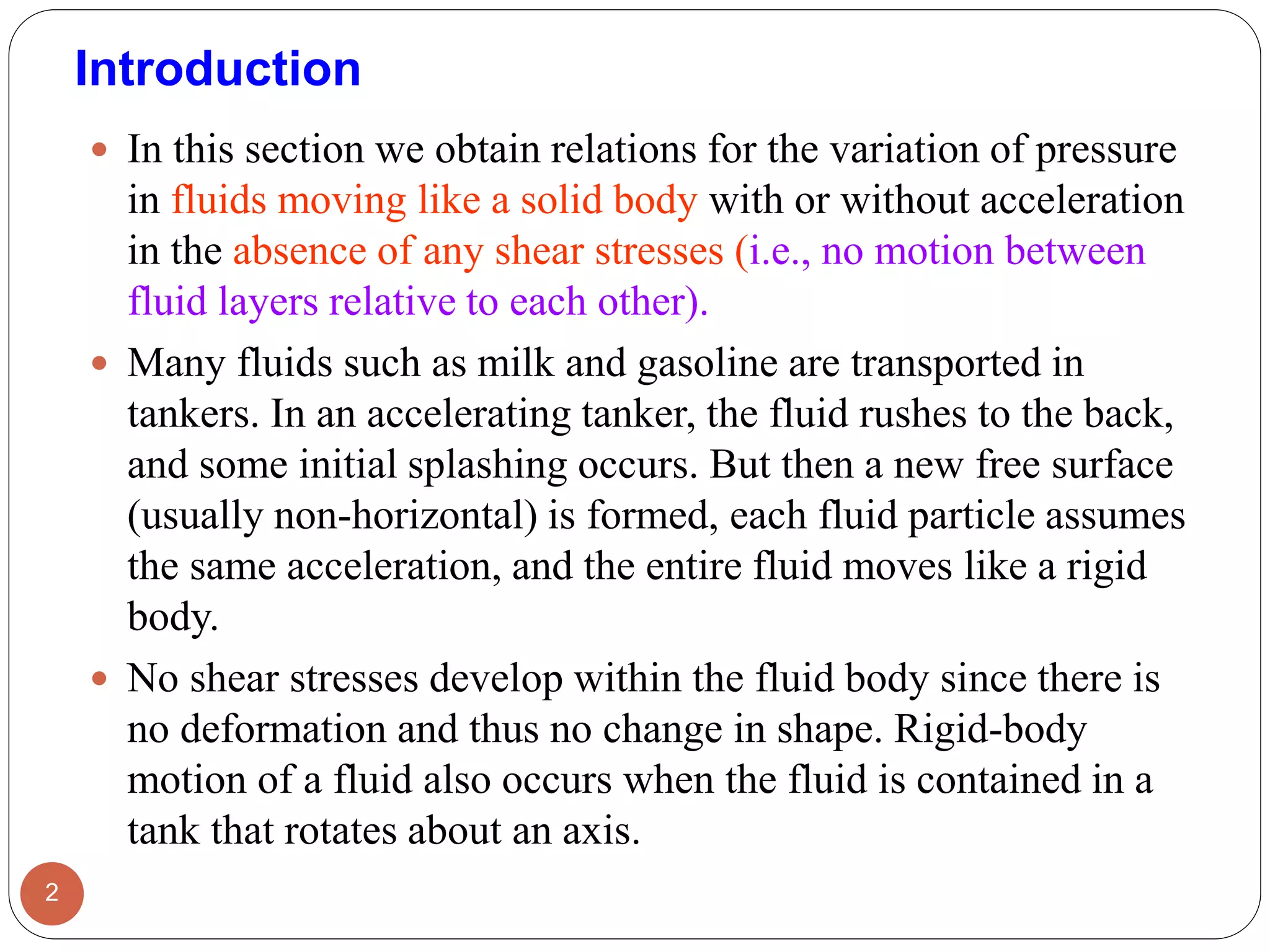 Fluid Mechanics Chapter 2 Part II. Fluids in rigid-body motion | PDF