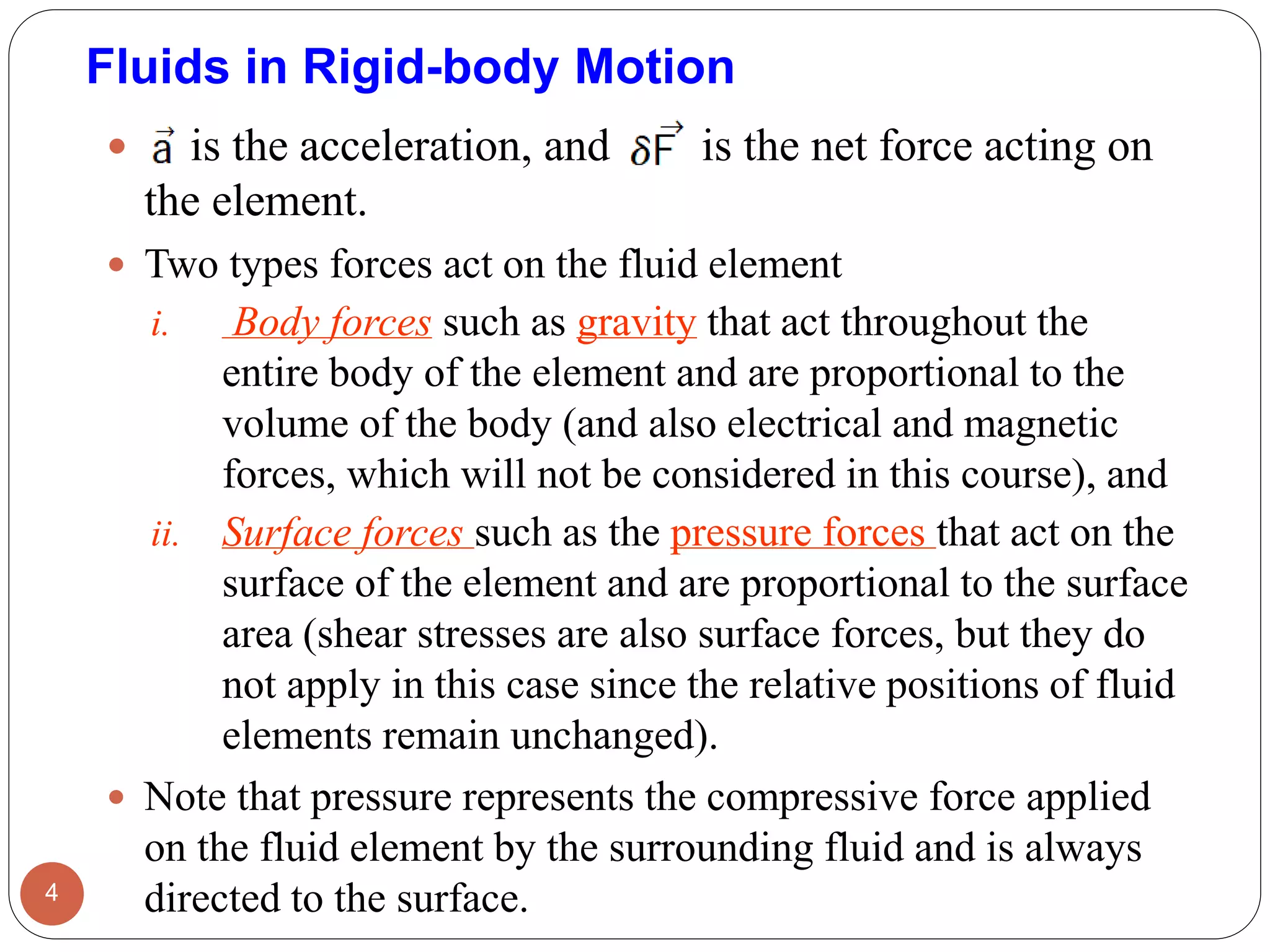 Fluid Mechanics Chapter 2 Part II. Fluids in rigid-body motion | PDF
