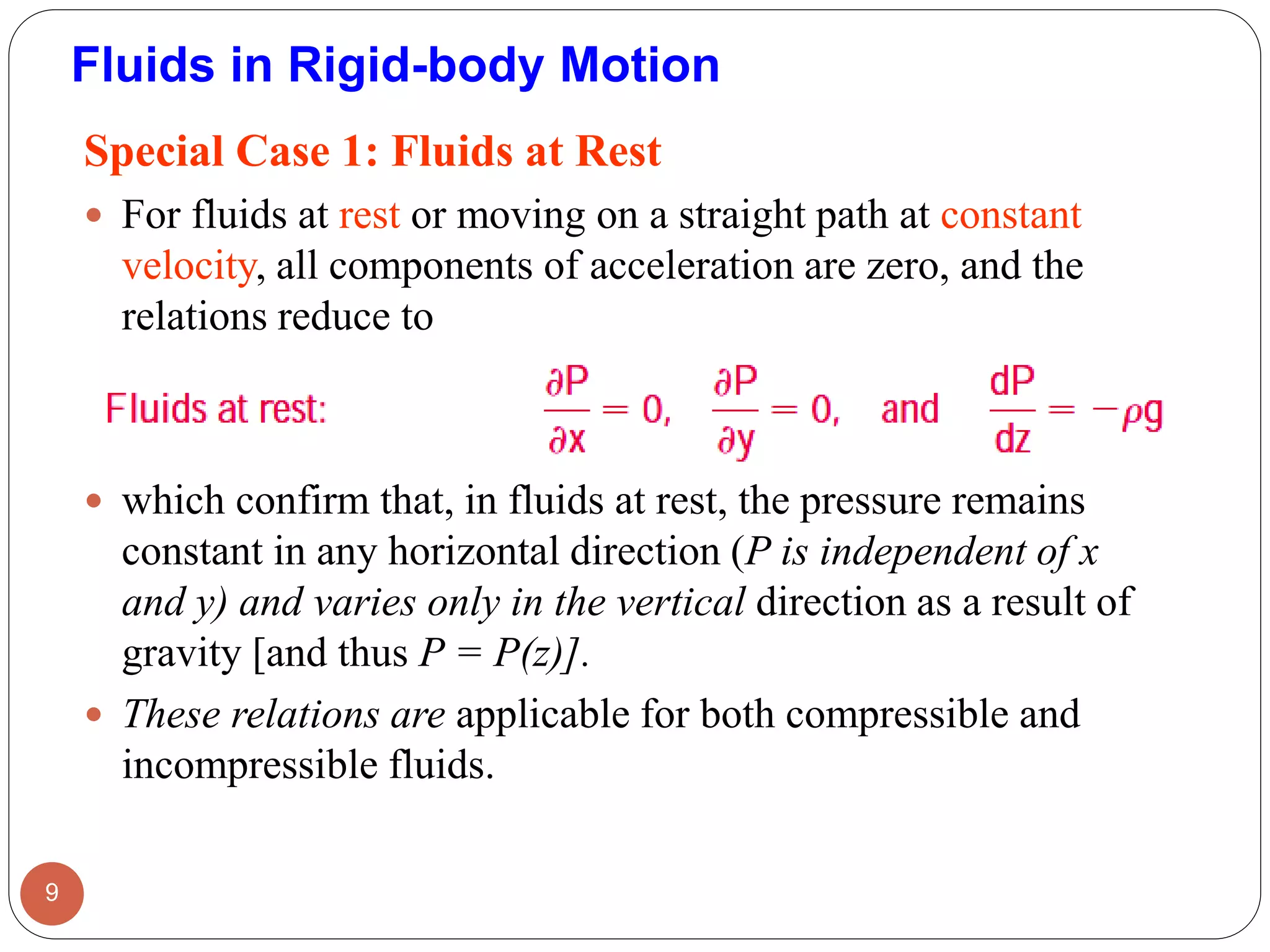 Fluid Mechanics Chapter 2 Part II. Fluids in rigid-body motion | PDF