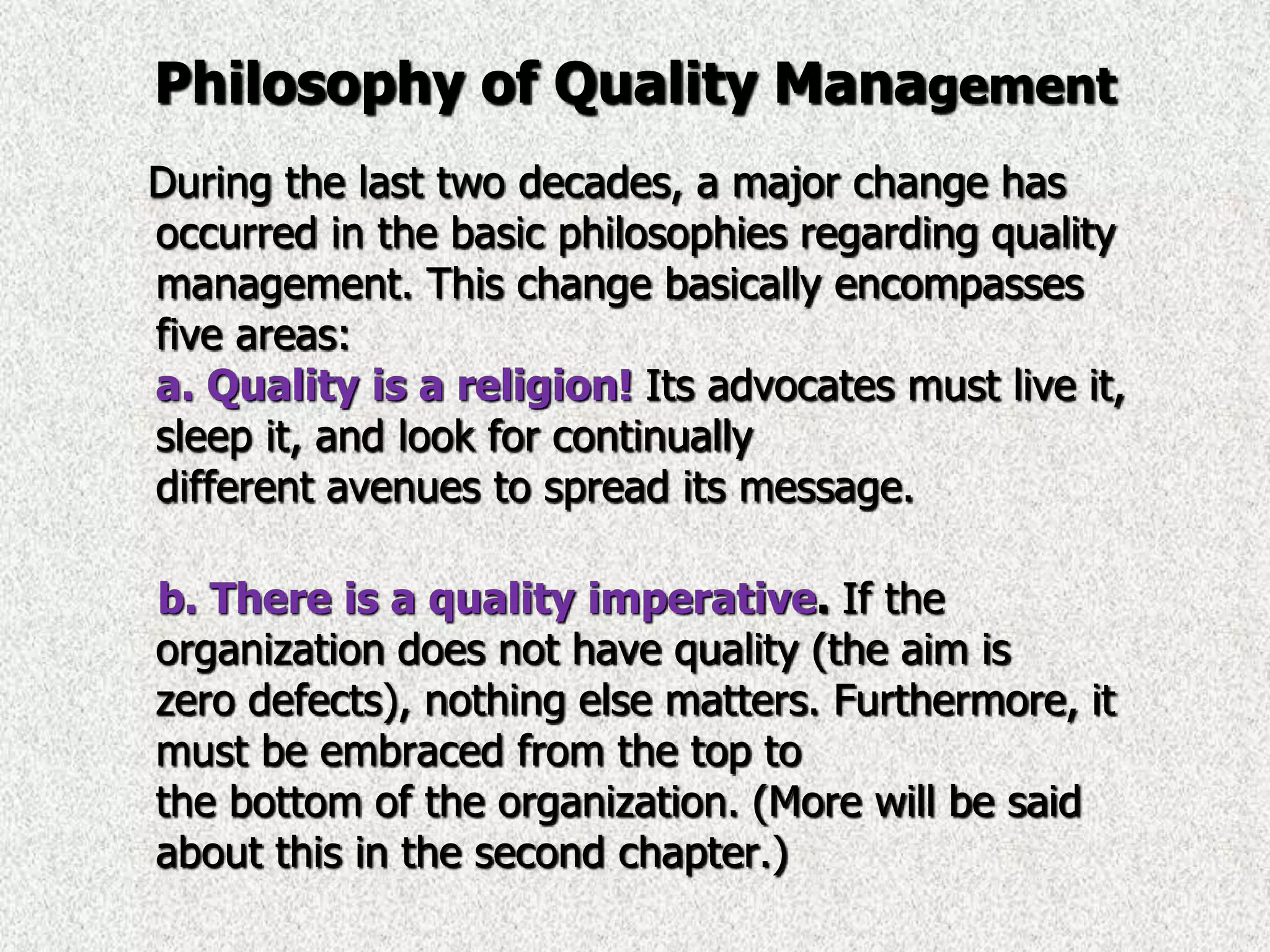 Philosophy of Quality Management | PPT
