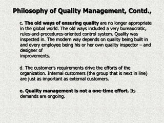 Philosophy of Quality Management | PPT