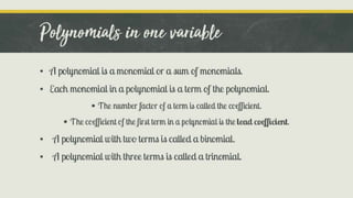 Polynomials - Maths Presentation | PPTX