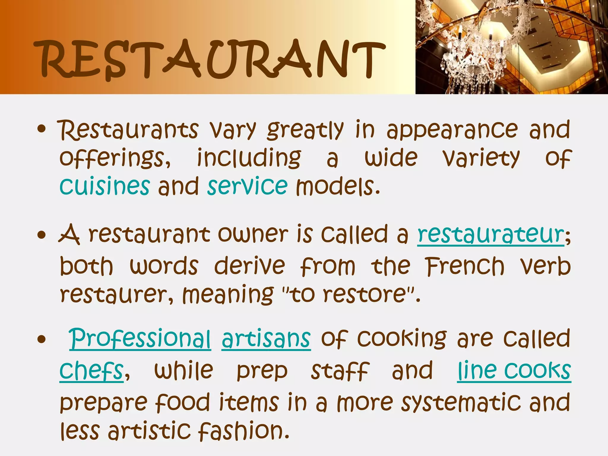 RESTAURANT MANAGEMENT OPERATION | PPT