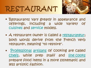 RESTAURANT MANAGEMENT OPERATION | PPT