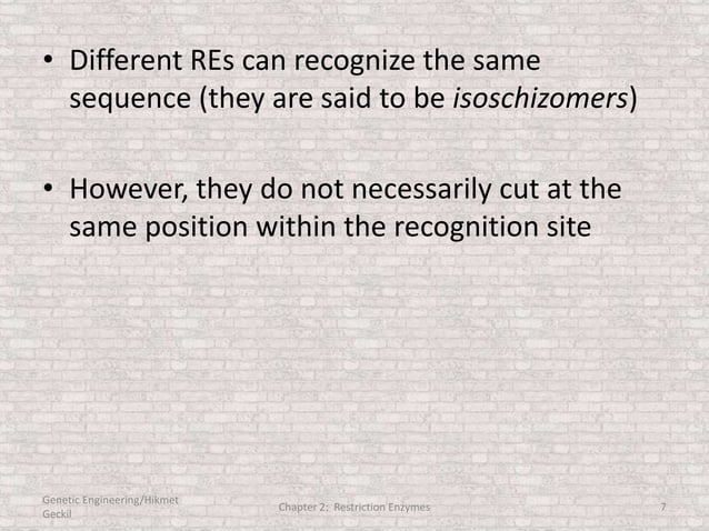 Chapter 2 restriction enzymes | PPTX | Chemistry | Science