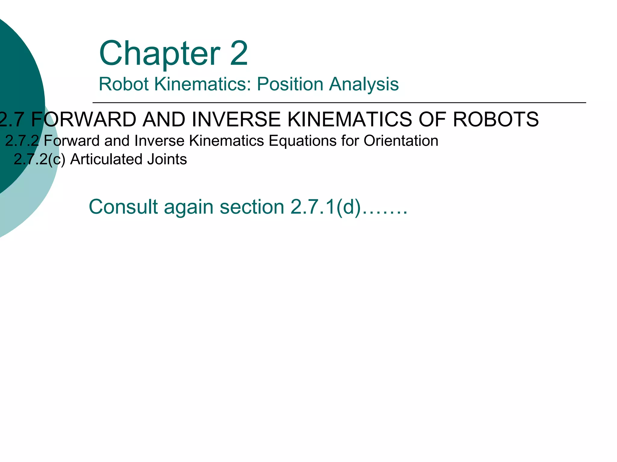 Chapter 2 robot kinematics | PPT