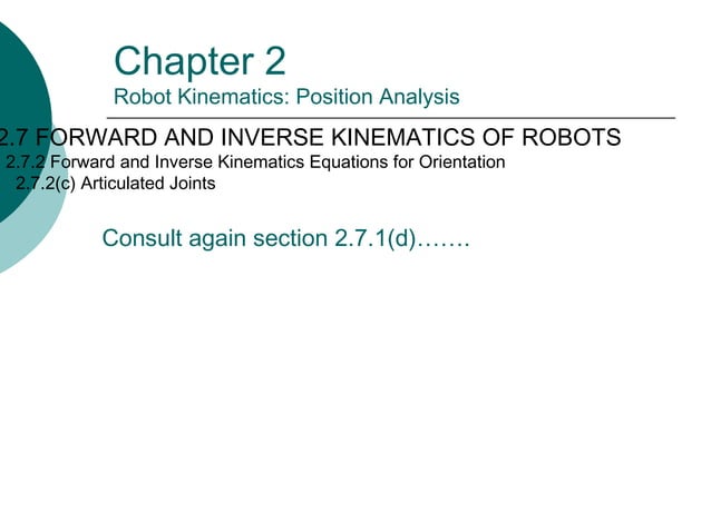 Chapter 2 robot kinematics | PPT | Physics | Science