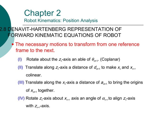 Chapter 2 robot kinematics | PPT | Physics | Science