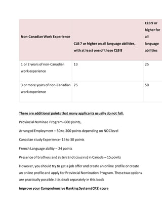 Maxwell's Canadian Migration Guide Chapter 2 CRS score | PDF