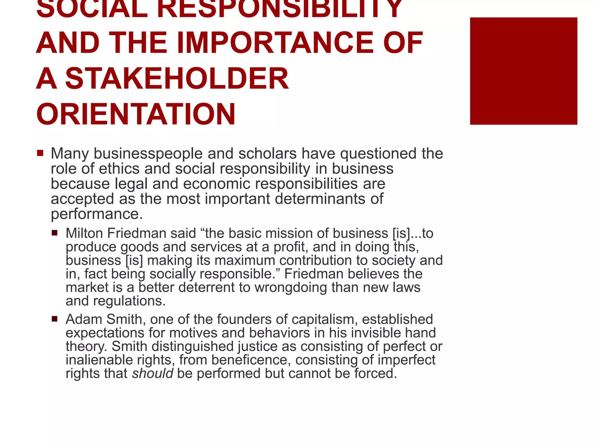 Chapter 2 Stakeholder Relationships, Social Responsibility, & Corporate ...